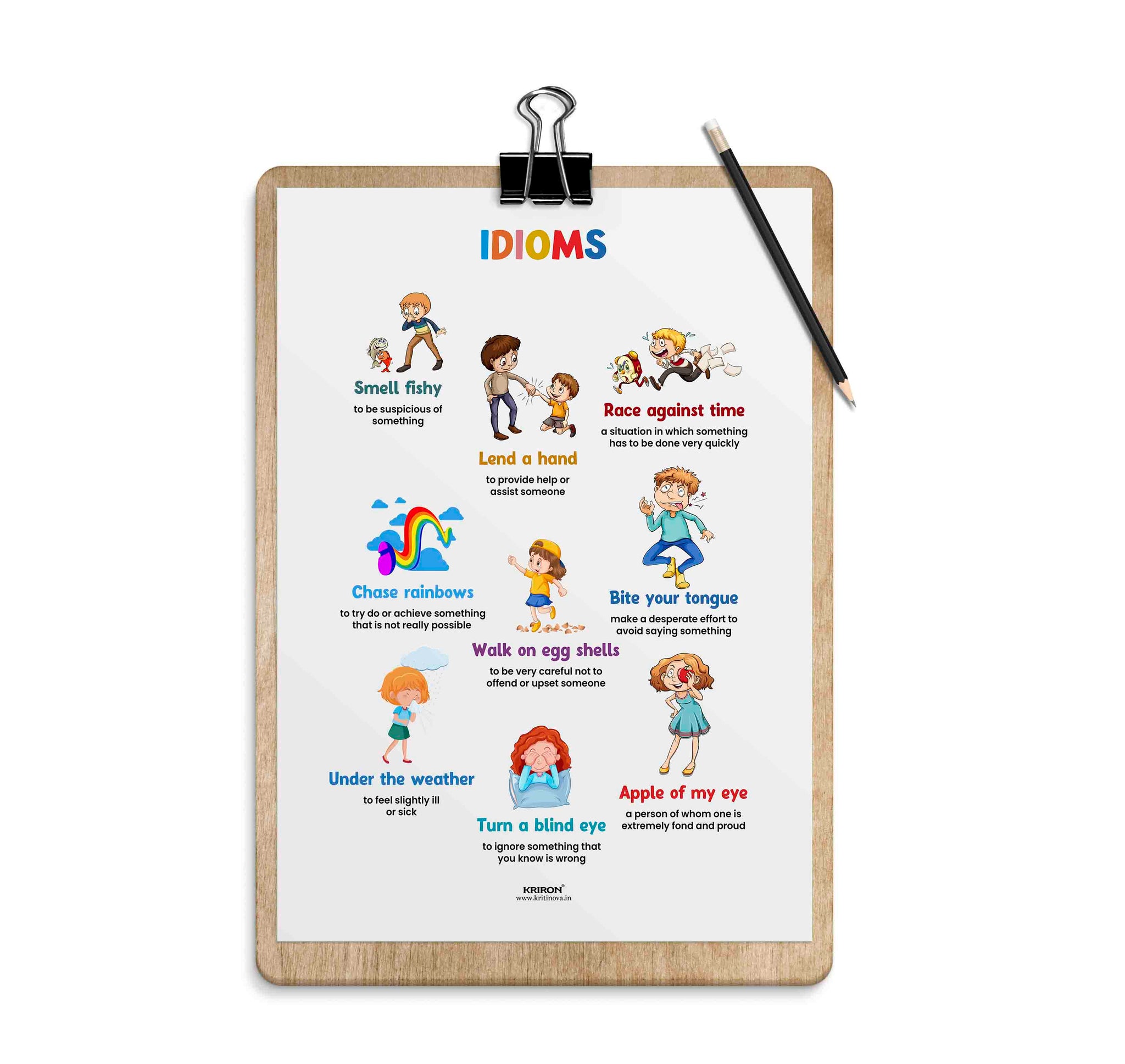 Idioms Part 2, Vocabulary Poster, Educational English Poster, Kids Roo ...