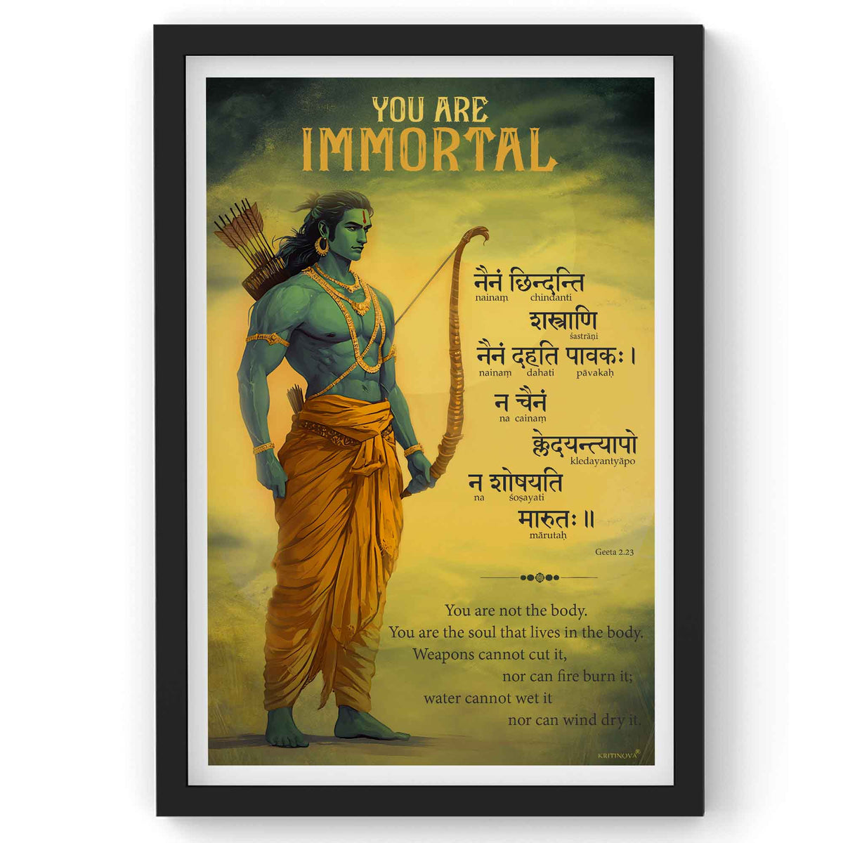 Bhagavad Gita Wall Art, You are Immortal, Sanskrit Wall Art, Gita Shlo ...